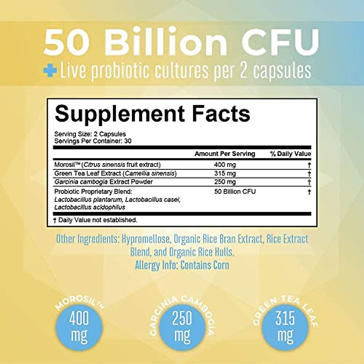 Probiotics for Women and Men | Weight Management Probiotic with Garcinia Cambogia and Green Tea Extract | Probiotics for Digestive Health & Gut Health | Vegan | Non-GMO | Gluten Free | 30 Servings