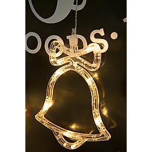 Sezrgiu 3 Pack LED Bells Christmas Tree String Light Window Hanging Ornament Starry Fairy Light Battery Operated Lamp for Window Festival Xmas Party Decoration (30CM Wire, 3 Pack Bells)