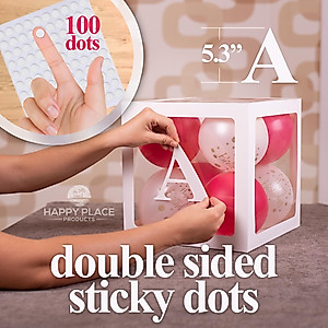 Balloon Box Decorations (5 White Boxes) | 52 Letters (2-Sets of A-Z) for Custom NAME, Birthday Party, Baby Shower Decor, Gender Reveal Decorative Blocks