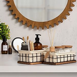 BAOBAB WORKSHOP Toilet Paper Basket for Bathroom Organizing - Bathroom Basket Organizer - Toilet Basket Tank Topper - Toilet Paper Holder for Toilet Top Organizer, Shelf - Tank Top Basket Set of 2