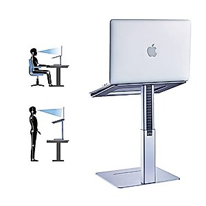 Adjustable Laptop Stand for Desk, DJ Laptop Stand Adjustable Height, Laptop Raised Stand for Standing & Sitting Mode, Laptop Riser Stand of Elevated Stand, Tall, Strong and Airflow Even for 17 inch