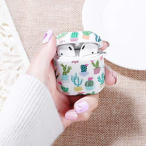Airpods Case Cover, Olytop Cute Cactus Airpods 2nd 1st Generation Protective Case Cover Hard Skin iPods 2/1 Cover Women Girl for Apple Airpods 2nd 1st Gen with Keychain -Cactus