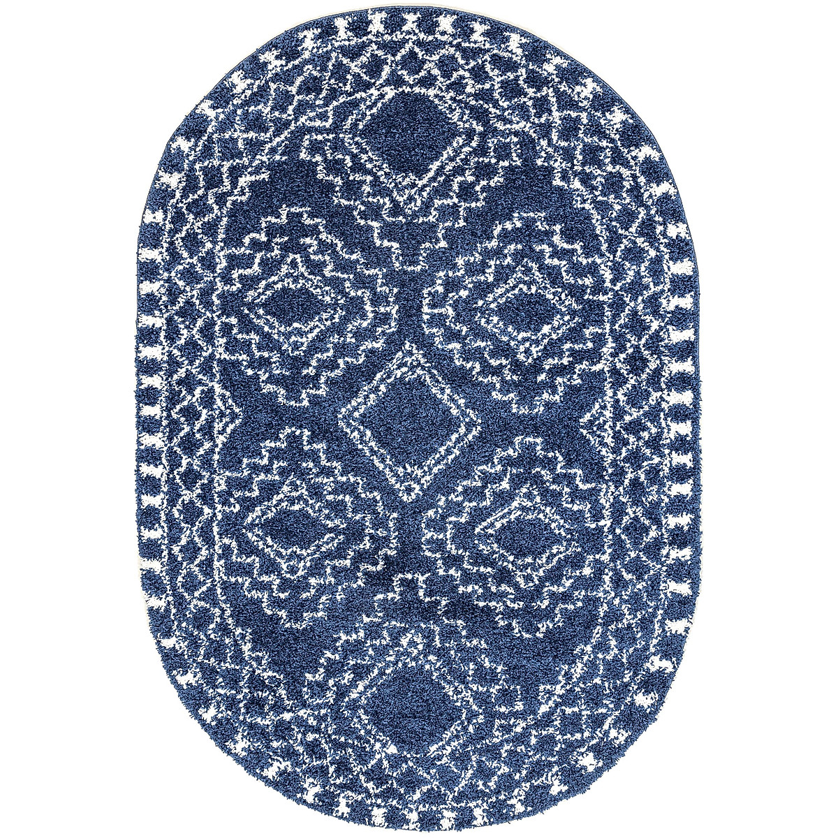 nuLOOM Vasiliki Moroccan Tribal Shag Area Rug , 5' x 8', Blue, Oval