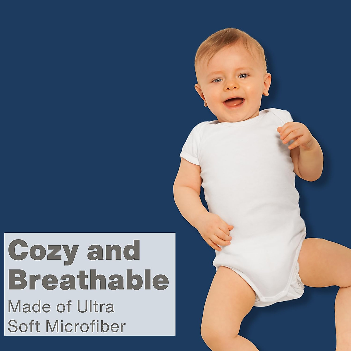 Everyday Kids 2-Pack Fitted Crib Sheets, 100% Soft Breathable Microfiber Baby Sheet, Fits Standard Size Crib Mattress 28in x 52in, Navy Nursery Sheet and Gray Nursery Sheet