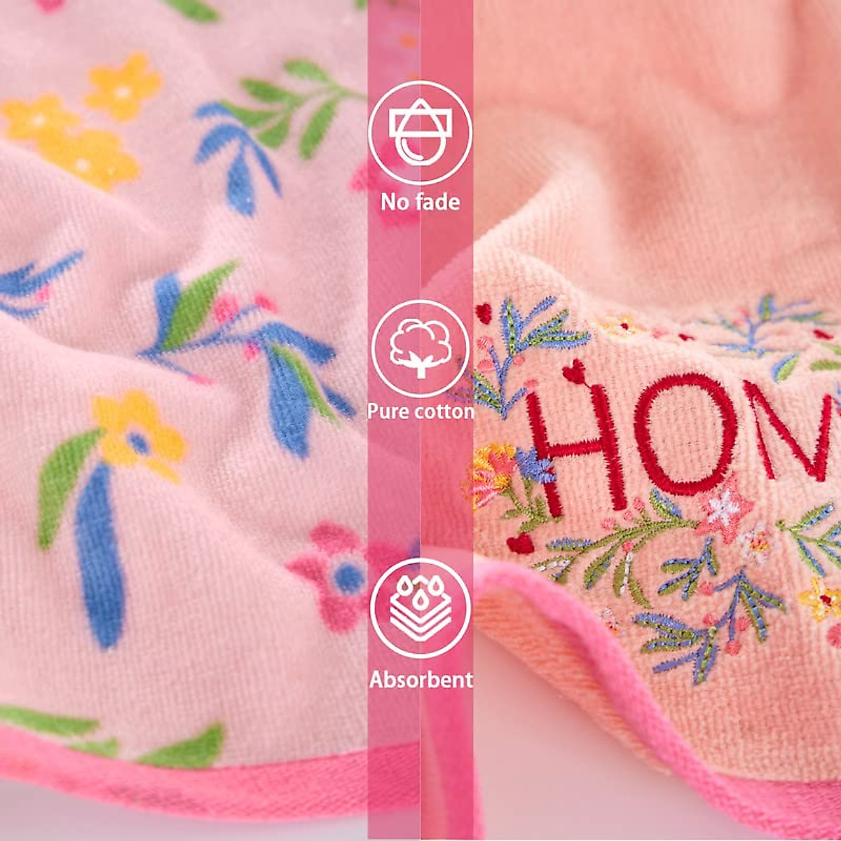 VOOVA & MOVAS Pink Hand Towels - 4 Pack, 100% Soft Cotton, (16x25 Inches) Decorative Kitchen Towel with Gift Packed, Ideal for Home Decor, Bathroom | Kitchen Use, Floral Pink