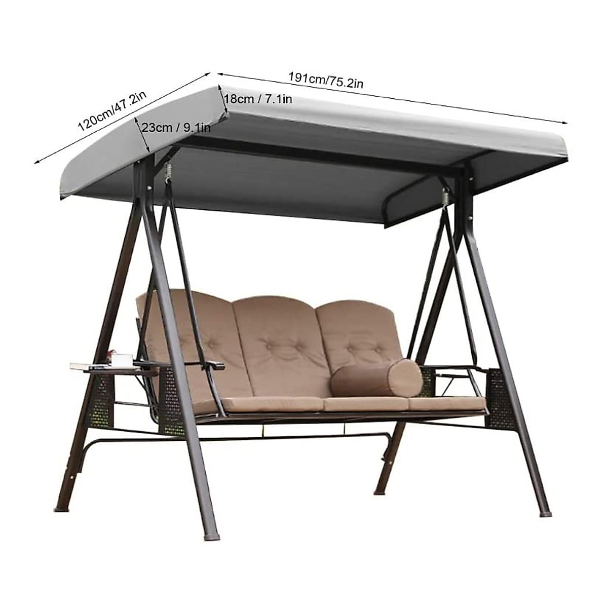 BORDSTRACT Replacement Canopy, Swing Chair Canopy Replacement Swing Canopy Cover Waterproof Garden Swing Chair Canopy Cover for Outdoor Patio Garden Poolside Balcony(Grey)