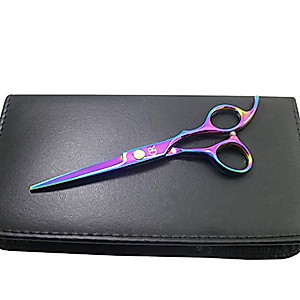 Professional Hair Cutting Shears,6 Inch Barber hair Cutting Scissors Sharp Blades Hairdresser Haircut For Women/Men/kids 420c Stainless Steel Rainbow Color (A)