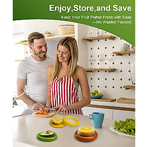 TRIBENDER Silicone Fruit and Vegetable Storage Containers 4 PCS Avocado Saver for Fridge Anti-Oxidation Onion Box Reusable Lemons Holder With Lid Stretch Tomato Keep Fresh (Green)