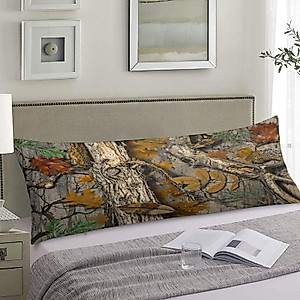 Lycomify Body Pillow Cover,Real Tree Camouflage Hunting Shirt Printed Long Pillow Cases Protector with Zipper Decor Soft Large Covers Cushion for Beding,Couch,Sofa,Home Gift 20"x54"