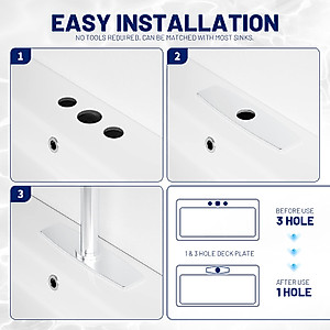 BWE 10 Inch Sink Hole Cover Deck Plate for Chrome Bathroom or Kitchen Sink Faucet 1 or 3 Hole Escutcheons Stainless Steel Vessel Vanity Sink Faucet Oversized Cover Plate Oval