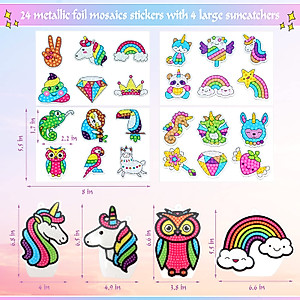 ZYNERY 58 Pieces Diamond Painting Kit for Kids, Unicorn Mosaic Sticker, Suncatchers Craft Kits with Keychains for Girls DIY Creative Diamond Art Kit Stickers | Ages 4-16 (A)