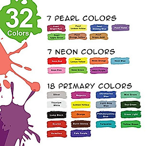 U.S. Art Supply 32 Color Children's Washable Tempera Paint Set - 2 Ounce Wide Mouth Bottles for Arts, Crafts and Posters