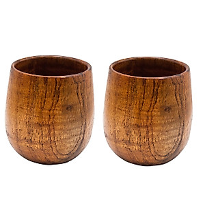Islandoffer 2X Japanese Wooden Tea Cups, 4 oz, 120 mL