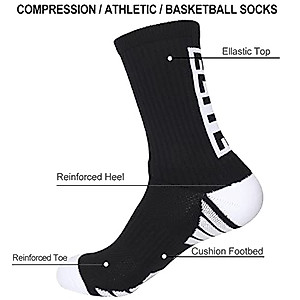 Dingcooler Men Basketball Socks 4/8 Pairs, Elite Soft Breathable Cushion Athletic Crew Socks for Men Boys