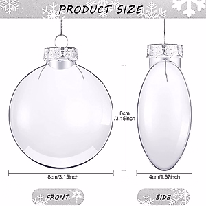 12 Pack Fillable Ornaments Balls, 3.15 Inch DIY Clear Plastic Flat Disc Ornaments for Craft Projects, Wedding, Christmas, Party, Home Decor