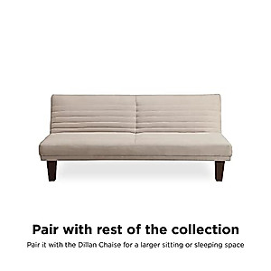 DHP Dillan 69 Inch Futon Sofa Bed, Modern Armless Upholstered Couch Sleeper with Tufted Back and Seat, Full, Tan
