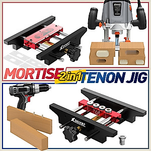 XDOVET 2 In 1 Mortise Tenon Jig Pocket Hole Jig Woodworking Self Center Dowel Jig Hole Locator For Loose Tenon Woodworking DIY Tools