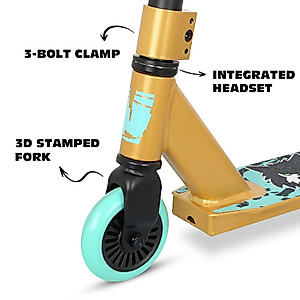 Pro Scooter - Trick Scooters | Entry Level Stunt Scooter for Kids Ages 6-12 Years and Up, Lightweight Complete BMX Freestyle Scooter for Beginners (2022 Black Gold)