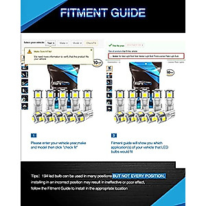 Marsauto 194 LED Bulb 6000K White 168 T10 2825 5SMD Replacement Bulbs for Car Dome Map Door Courtesy License Plate Lights (Pack of 10)