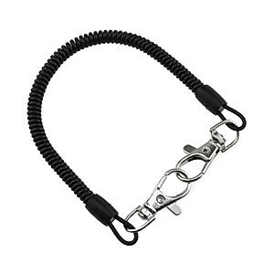 LUORNG 2PCS Spiral Stretchy Spring Coil Cord Rope Chain Strap with Lobster Clasp, Black