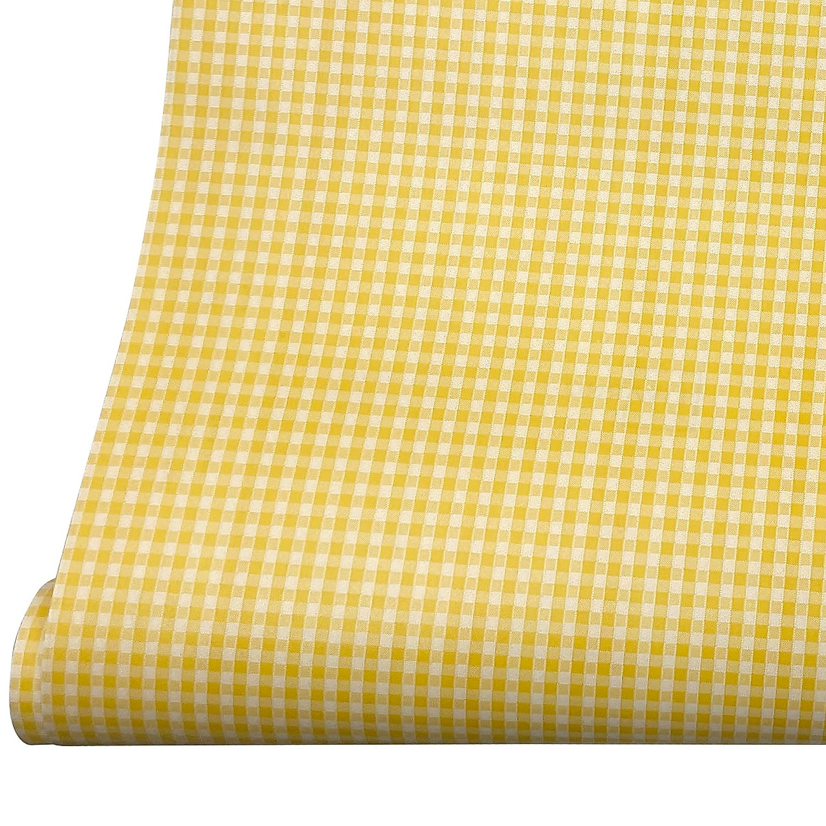 Yifely Yellow & White Checkered Plaid Furniture Paper Self-Adhesive Shelf Liner Base Cabinet Decor 17.7 Inch by 9.8 Feet