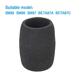 A85WS Black Foam Windscreen Pop Filter fits for SM85, SM86, SM87A，BETA87A, and BETA87C by SUNMON (2Packs)