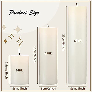 4 Sets 12 Pieces Ivory Pillar Candles Dripless Unscented Candles Paraffin Wax Tall Candles for Relaxation Wedding Spa Birthday Holiday Bath Party Restaurant Home Decor, 2'' x 3'', 2'' x 6'', 2'' x 9''