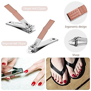 Geosar 50 Set Travel Manicure Kit Nail Clippers Pedicure Professional Nail Care Tools Stainless Steel Grooming Nail Set with Portable Travel Case Gifts for Family Friend Personal (Rose Gold,8 In1)