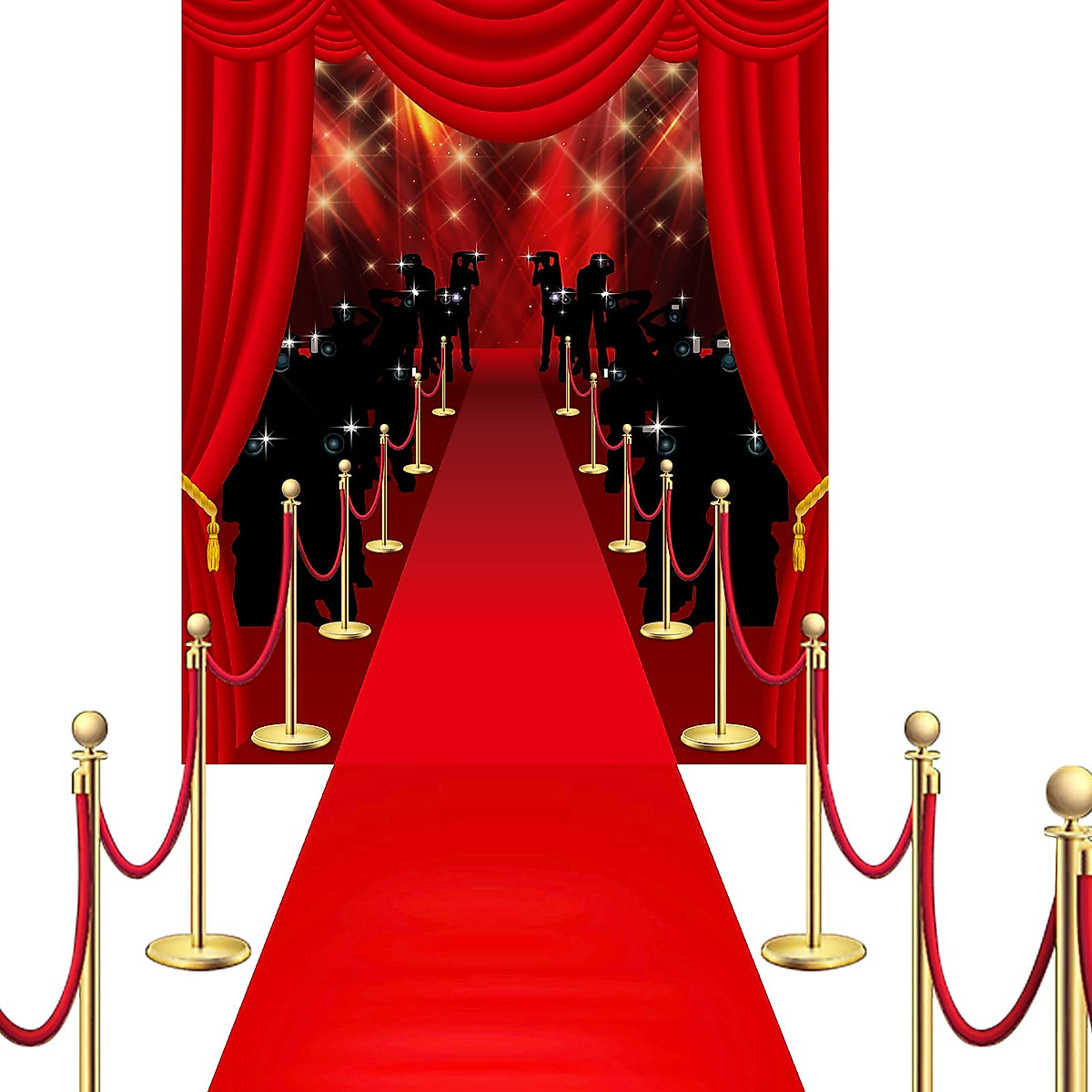 6 x 5 ft Red Carpet Party Decorations Movie Theme Paparazzi Photography Backdrop Red Carpet Backdrop Red Carpet Runner with Carpet Tape for Party Decoration Supplies