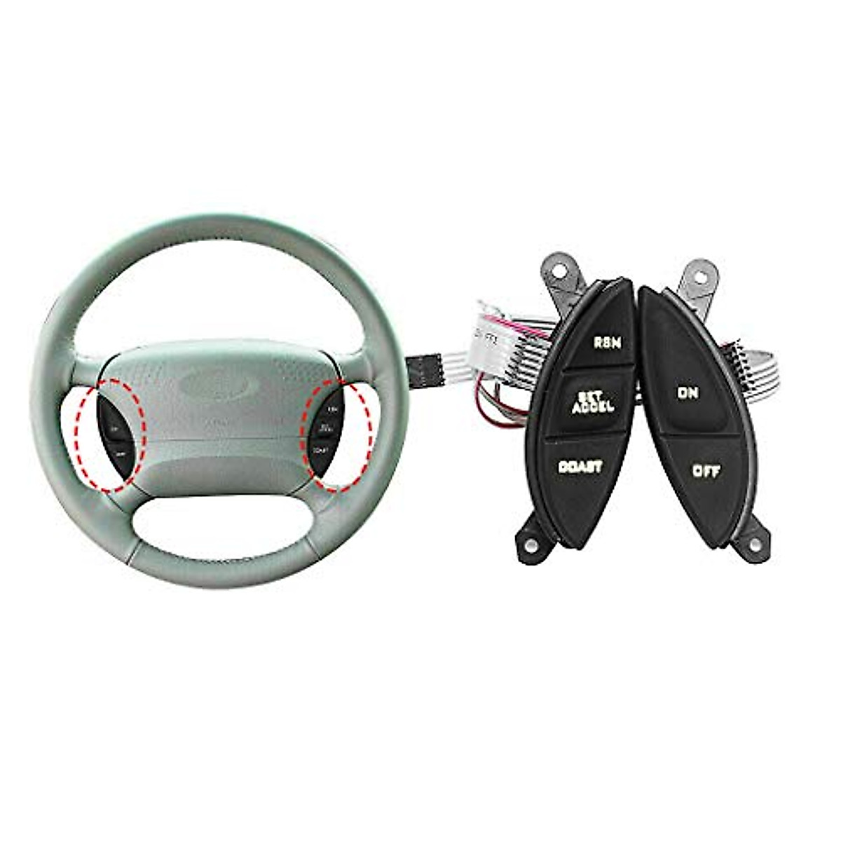 Steering Wheel Mounted Cruise Control Switch Button Kit Replacement Fit for Ford 1998-2003 Ranger 2001-2005 Explorer Sport Trac F150 Mercury Mountaineer Mazda B3000 F87Z9C888BB (Black)