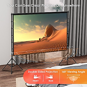 AAJK 150in Projector Screen and Stand,Portable 16:9 4K HD Indoor Outdoor Projection Screen with Wrinkle-Free Design, Ideal for Home Theater and Backyard Cinema – Includes Carry Bag