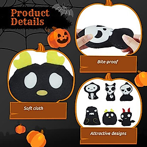 YHomU Cat Catnip Toys Horrible Ghost Cat Chew Toy Bite Resistant Catnip Toys Set of 6 Ghost Monster 2-Sided Catnip Filled Teething Chew Toys Pet Gift for Kitten Cats (Black)
