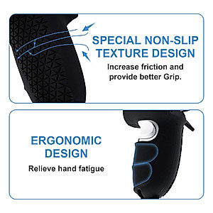 Mcbazel 1 Pair Controller Grip Cover for Oculus Quest 2, Anti-Slip and Anti-Fall Silicone Grip Protective Cover Case with Hand Strap for Oculus Quest 2 Controller - Black