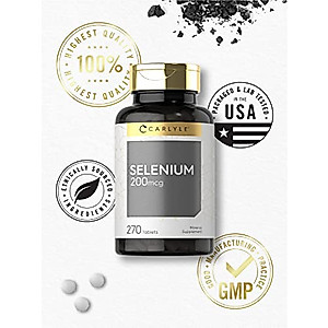 Selenium Supplement | 200mcg Tablets | Vegetarian, Non-GMO, Gluten Free | by Carlyle