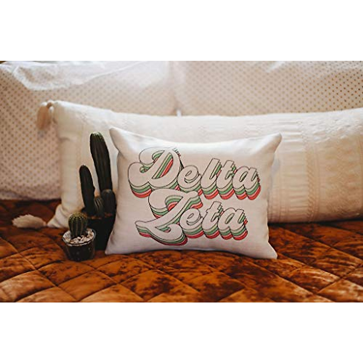 Sorority Shop Delta Zeta Pillow – Retro Design, 12" x 16" Lumbar Pillow Sorority