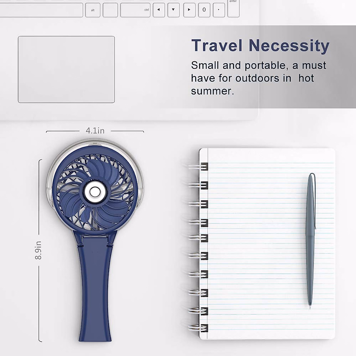 HandFan Portable Handheld Misting Fan, Rechargeable Personal Mister Fan, Battery Operated Spray Water Mist Fan, Foldable Electric Mini Cooling Hand Fans for Beach Travel Outdoors Makeup(Royal Blue)