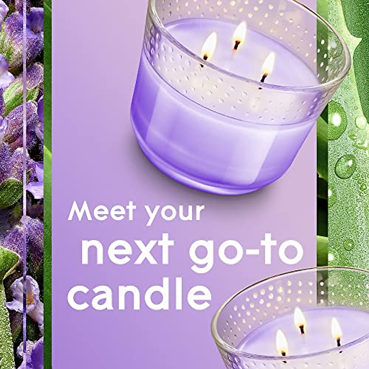Glade Candle Tranquil Lavender & Aloe, Fragrance Candle Infused with Essential Oils, Air Freshener Candle, 3-Wick Candle, 6.8 Oz, 3 Count