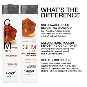 Celeb Luxury Gem Lites Colorwash, Professional Semi-Permanent Hair Color Depositing Shampoo, Fire Opal, 8.25 Fl Oz (Pack of 1)