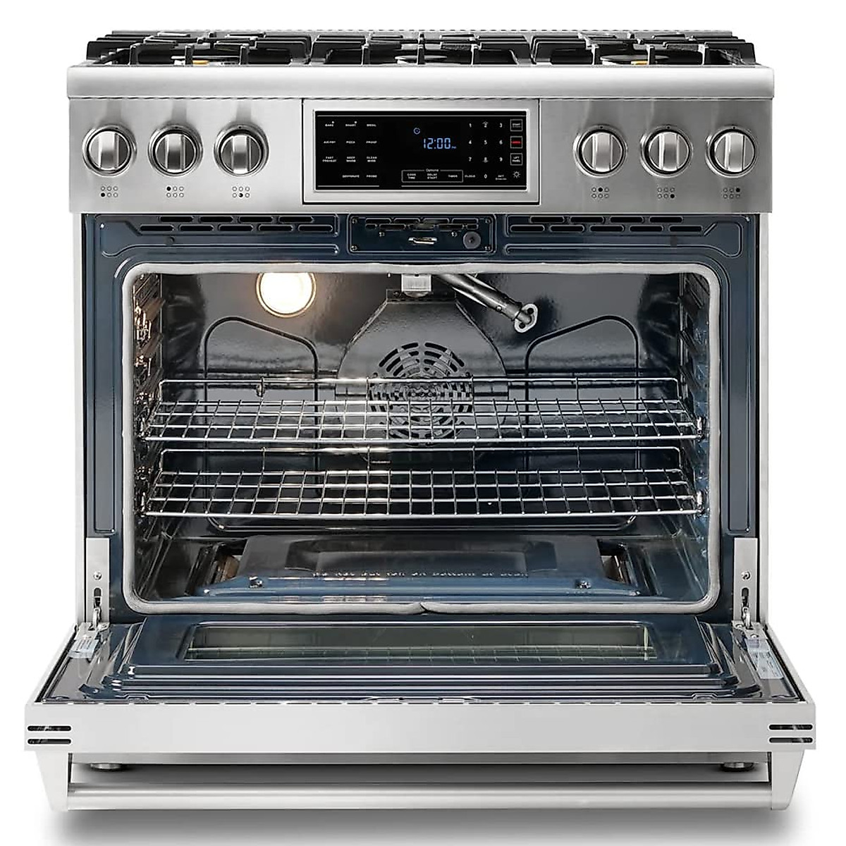 THOR Kitchen 36-Inch Gas Range with Tilt Panel and Self-Cleaning Oven in Stainless Steel - Model TRG3601