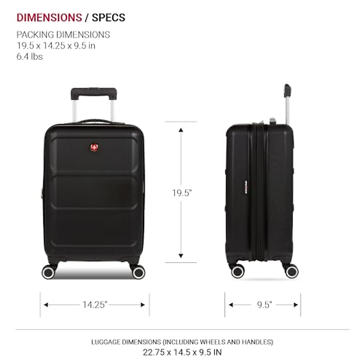SwissGear 8090 Hardside Expandable Luggage with Spinner Wheels, Black, Checked-Large 28-Inch