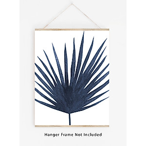 Blue Tropical Palm Frond Botanical Wall Art Print - 11x14 UNFRAMED, Abstract Modern Decor - A Bold, Bright Look for Any Room