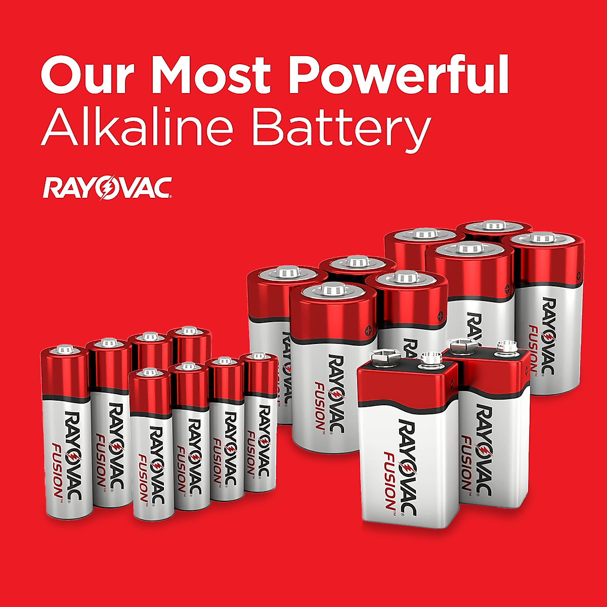 Rayovac Fusion AAA Batteries, Premium Alkaline Triple A Batteries (30 Battery Count) Red, Silver