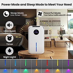 Dehumidifiers for Home Large Room Basement,88OZ Dehumidifier With Drain Hose for Bedroom Bathroom Closet RV Camper (800Sq.ft)