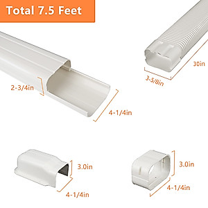 GCGOODS 4in 9ft Decorative PVC Line Set Cover Kit for Ductless Mini Split Air Conditioners, Central AC and Heat Pumps