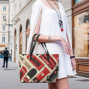 Womens Handbag London Elements Pattern Leather Tote Bag Top Handle Satchel Bags For Lady