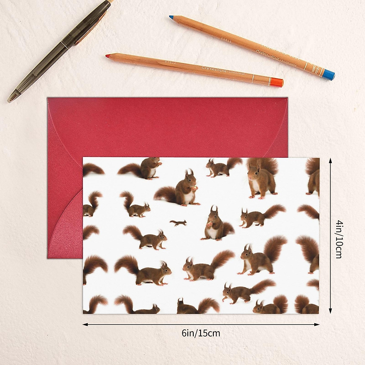 MQGMZ Cute Squirrels Print Holiday Greeting Cards Blank Note Cards With Envelopes For All Occasions Birthdays