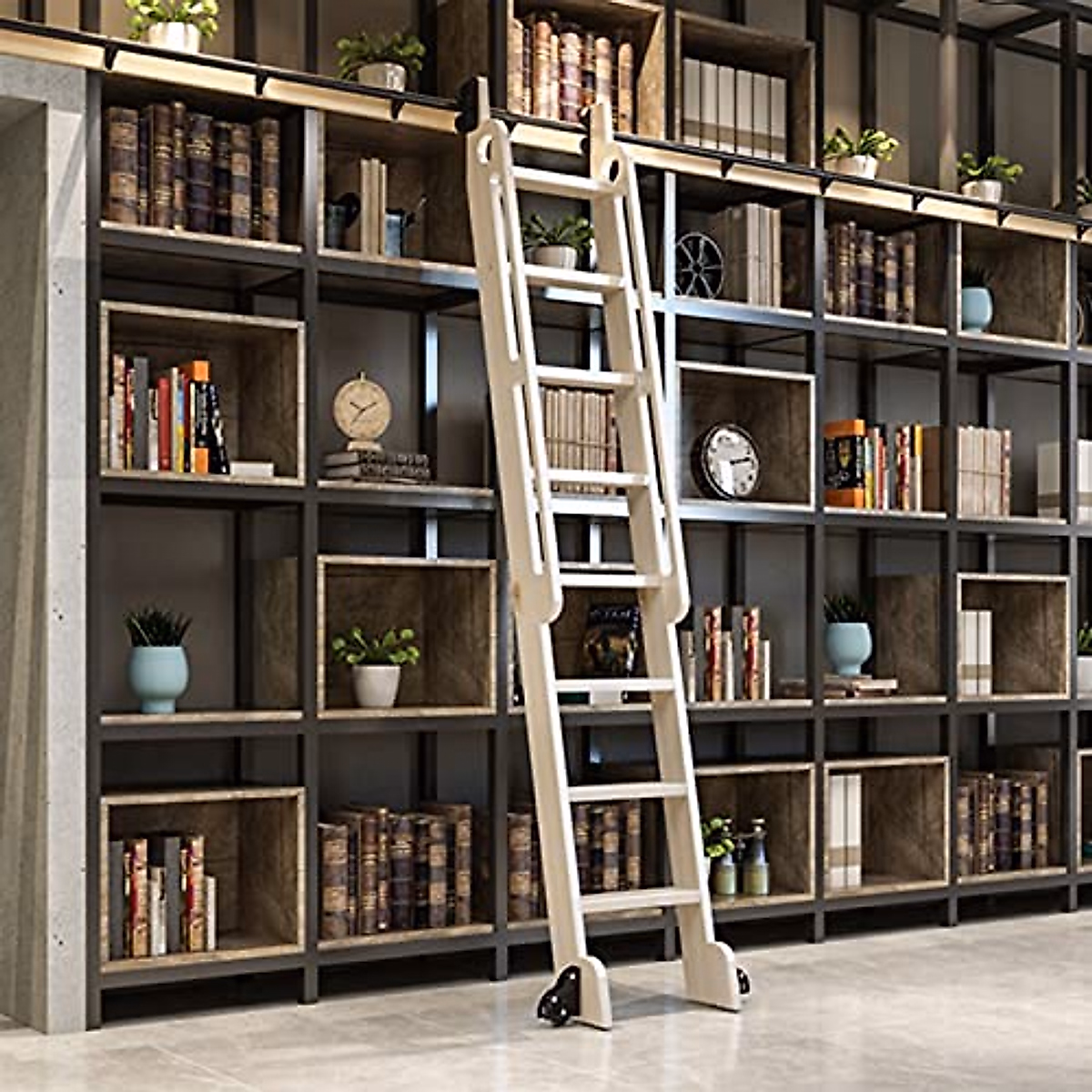 Sliding Library Ladder Hardware (No Ladder) Sliding Barn Door Kit with Floor Roller Wheels 3.3ft- 20ft Rolling Ladder Hardware Library Sliding Ladder Hardware Kit+ Extention Tracks (No Ladder) ( Size