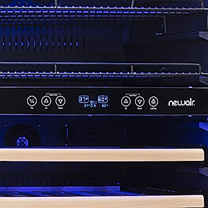 NewAir 24" Wine and Beverage Refrigerator Cooler, 20 Bottle and 70 Can Capacity, Built-in or Freestanding Dual Zone Fridge in Stainless Steel with Splitshelf