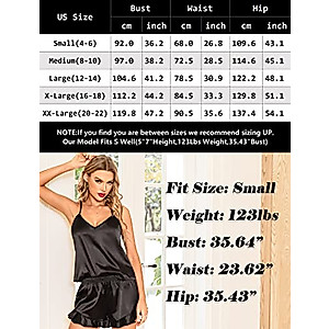 Leikar Silk Pajamas For Women Cute Cami Pajamas Sexy Satin Sleepwear Pink Gold