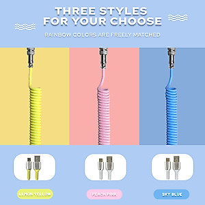 EPOMAKER AJAZZ Detachable Coiled Keyboard Cable Type C to USB-A with Aviation Connector for Mechanical Gaming Keyboard(Blue)